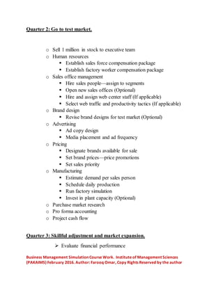 Business management Simulation Course | PDF