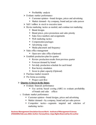 Business management Simulation Course | PDF