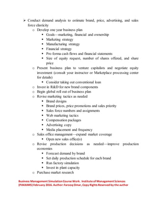 Business management Simulation Course | PDF