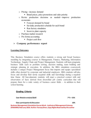Business management Simulation Course | PDF