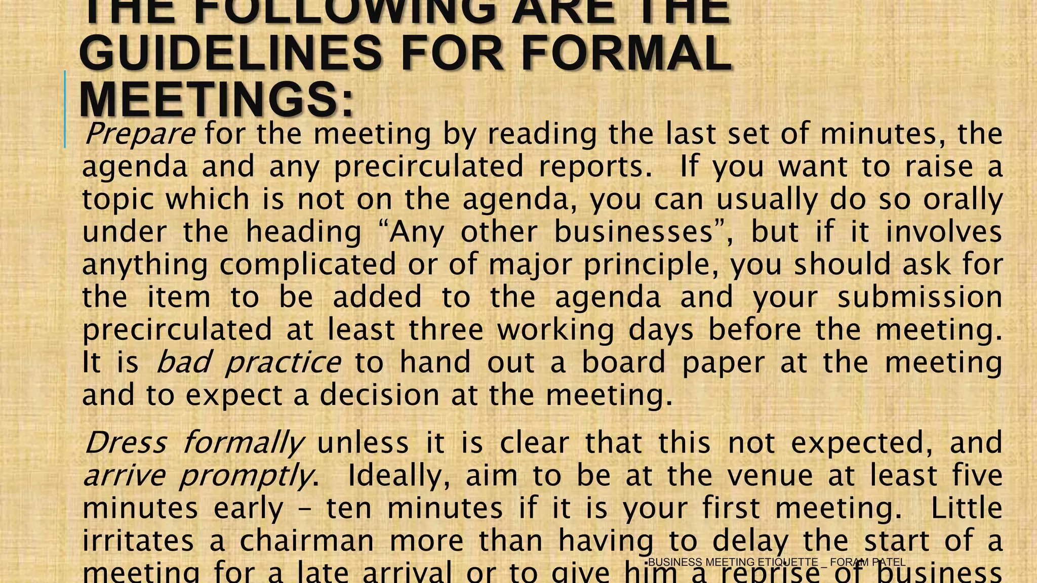 Business meeting etiquette | PPTX