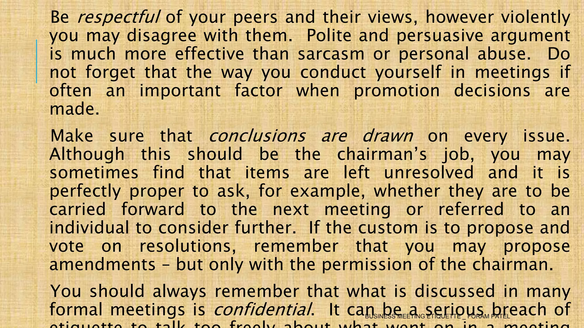 Business meeting etiquette | PPTX