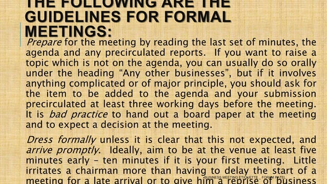 Business meeting etiquette | PPTX | Business Expos & Conferences | Events
