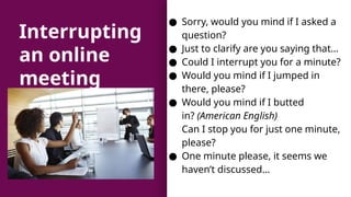 English for business online and in person meetings | PPT