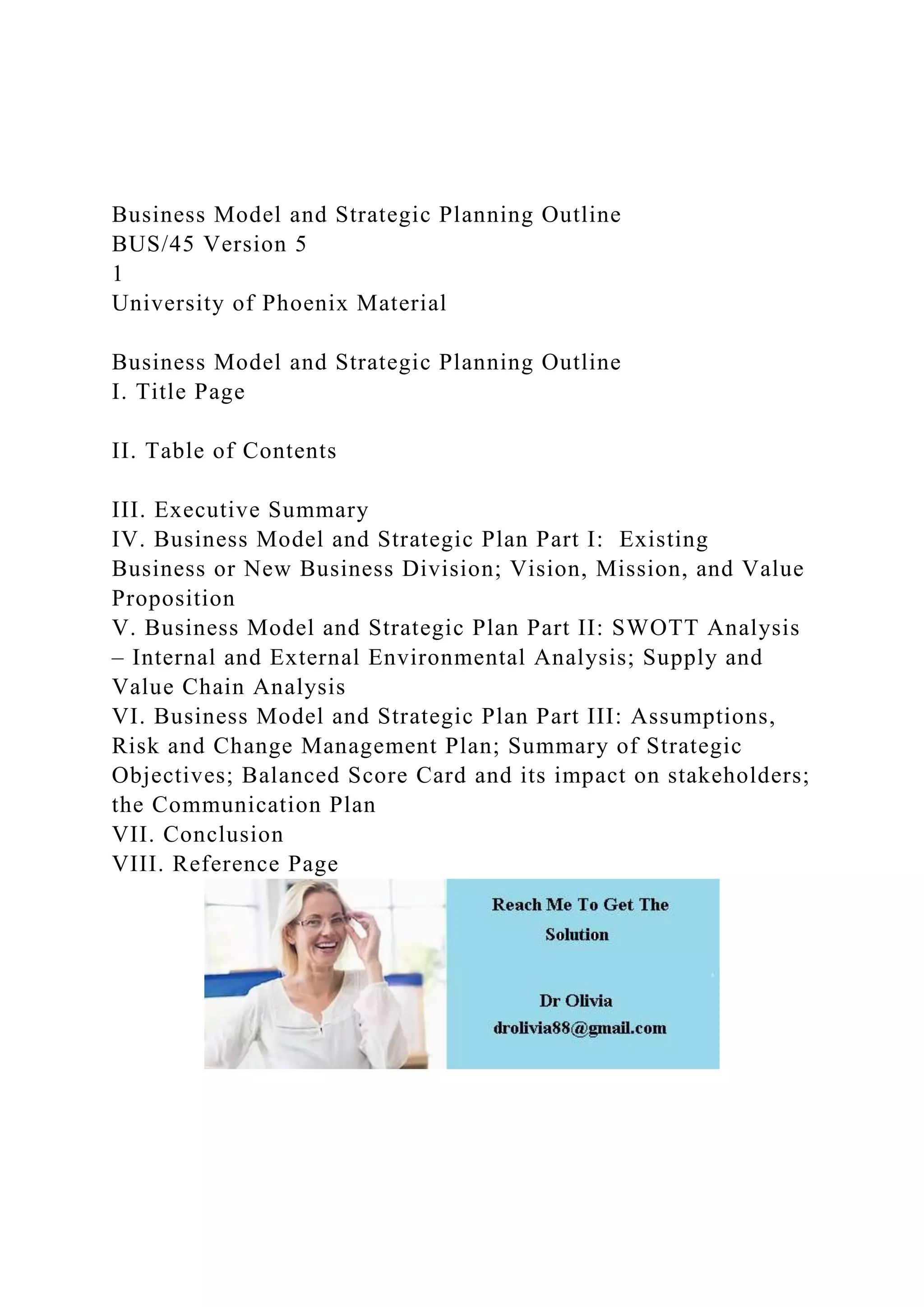 Business Model and Strategic Planning OutlineBUS45 Version 5.docx