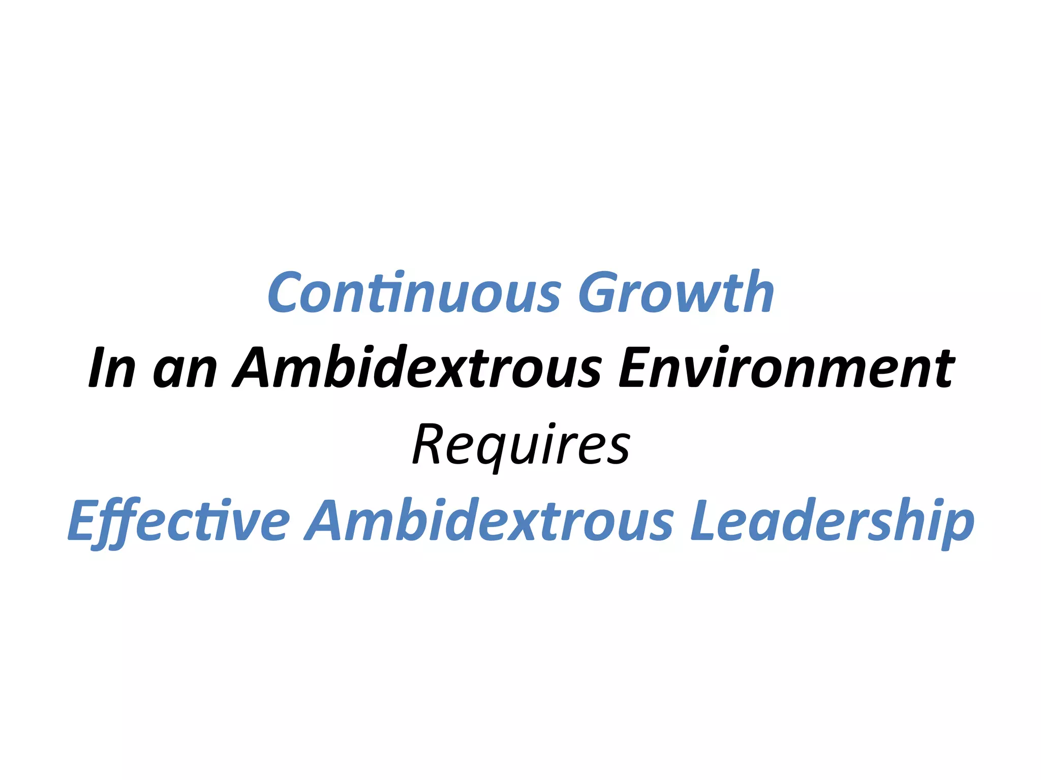 THE AMBIDEXTERITY PRINCIPLE: How Ambidextrous Leaders, Strategists, and ...