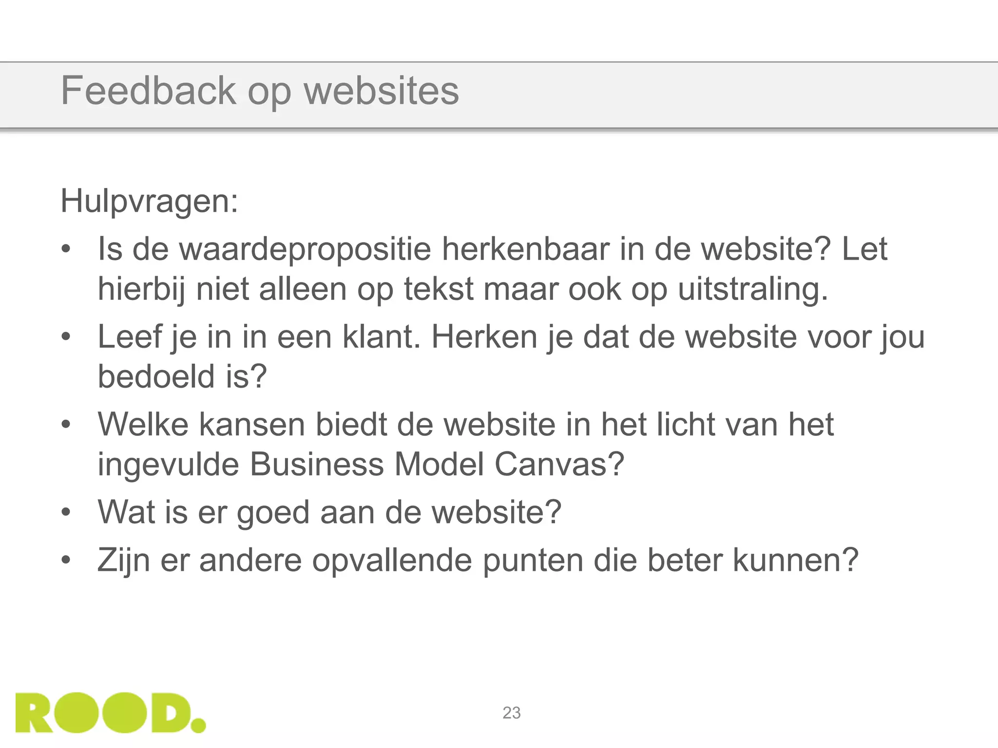 Business model canvas - ROOD maakt verbinding | PPT