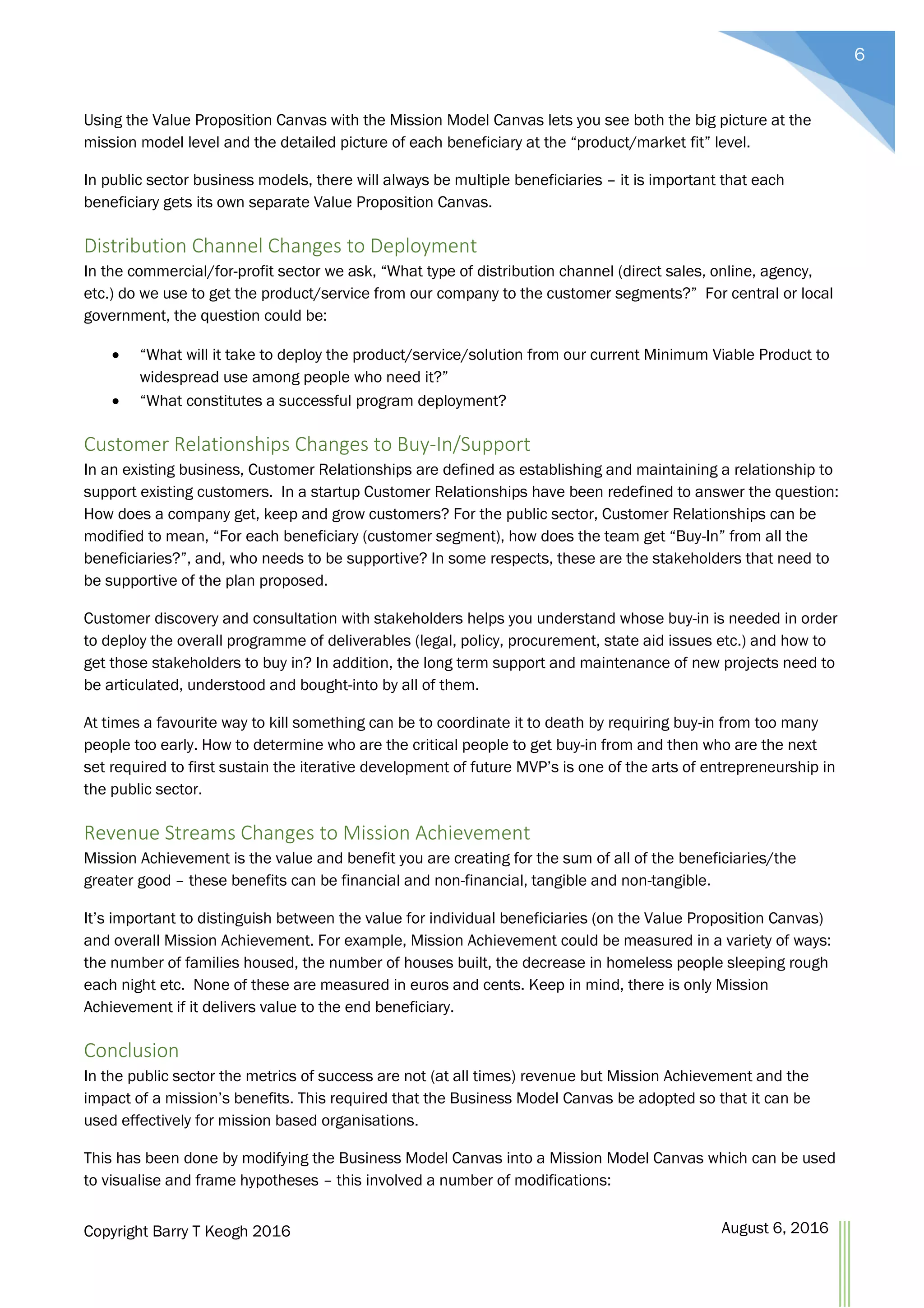 Business model canvas in public and not for profit organisations | PDF
