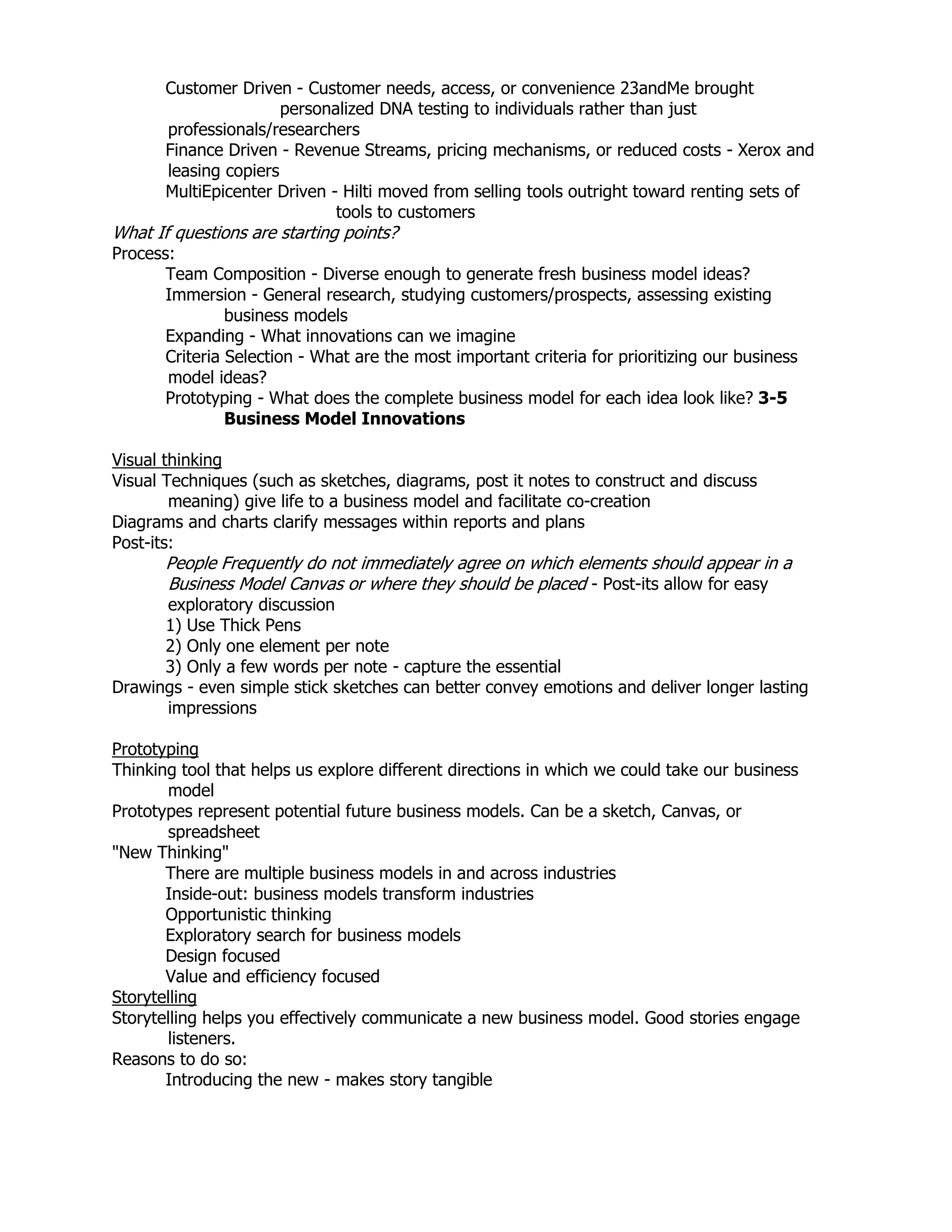 Business model canvas notes | DOCX