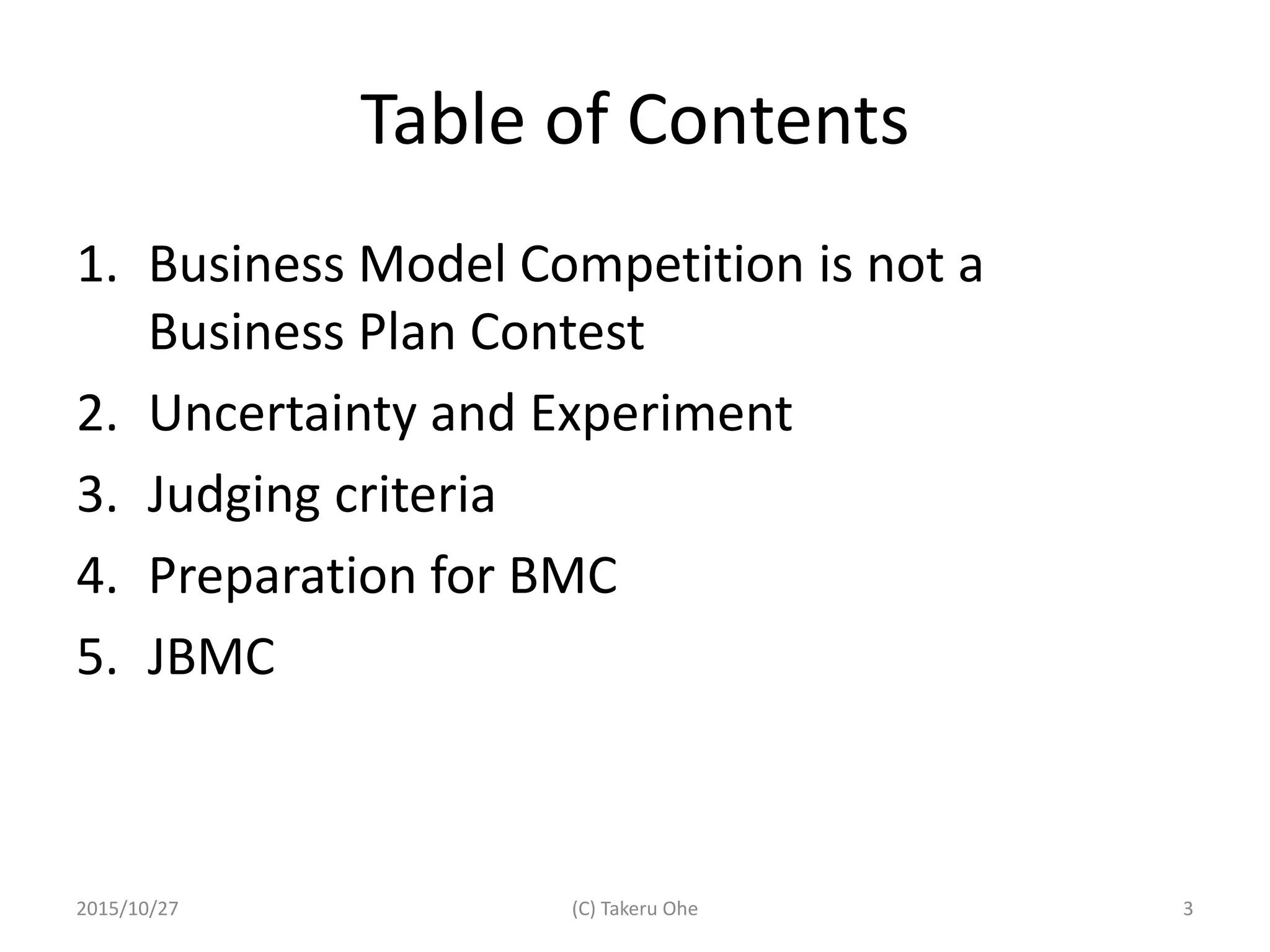 Introduction to Japan Business Model Competition | PPT