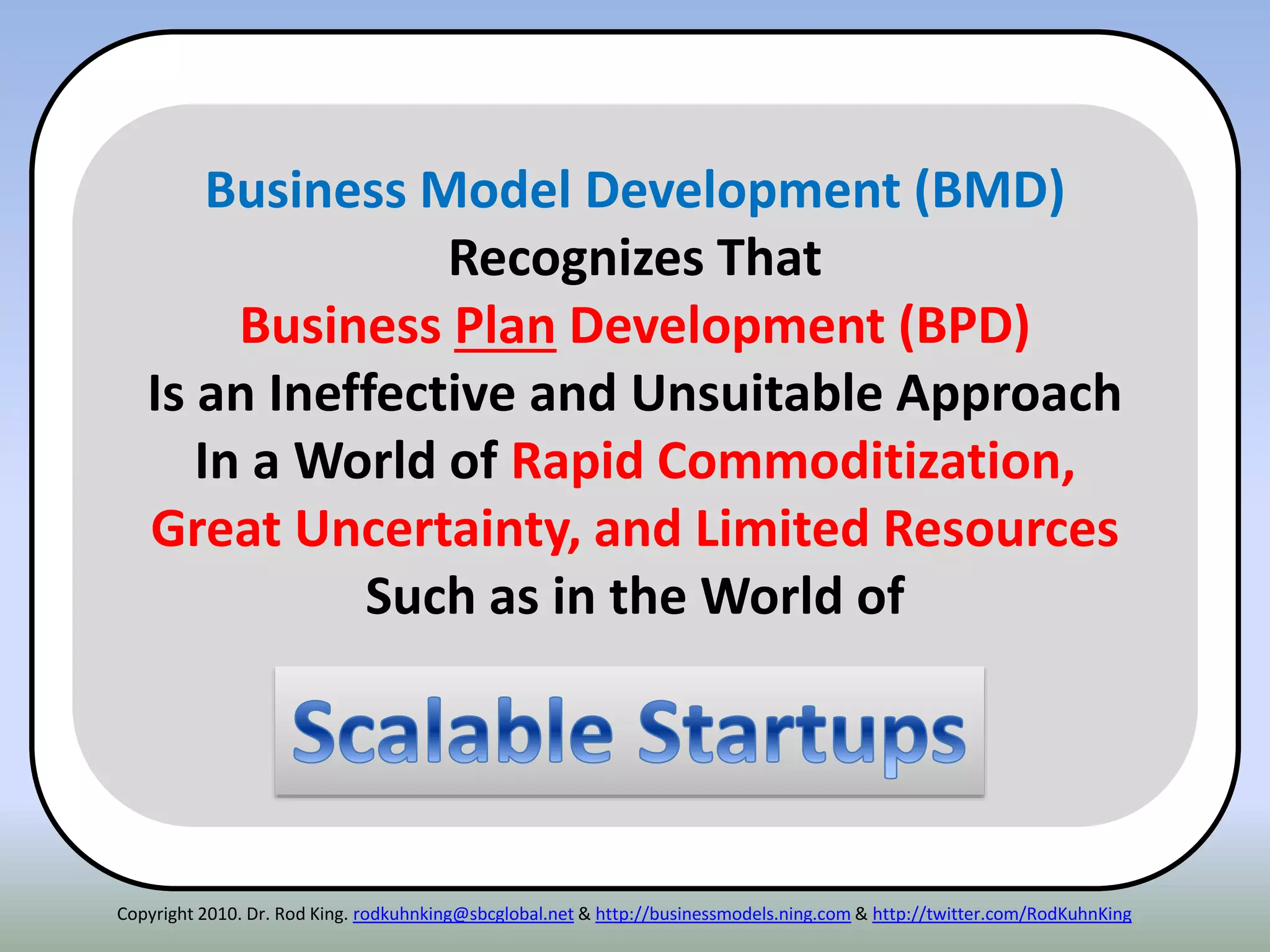 BUSINESS MODEL DEVELOPMENT FOR BLUE OCEAN STARTUPS | PPTX | Startups | Business