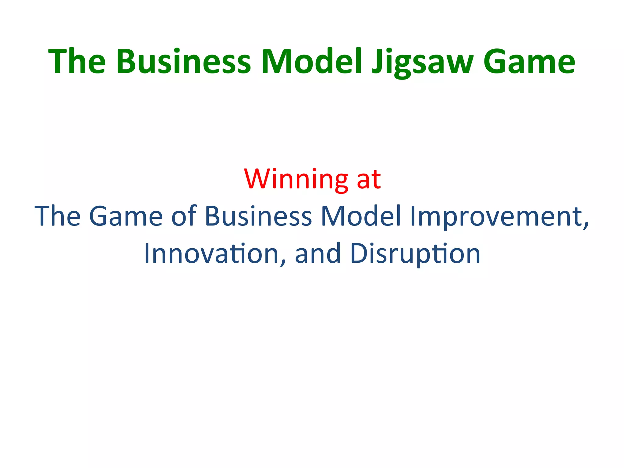BUSINESS MODEL JIGSAW GAME: Use a Jigsaw Board to Rapidly Visualize ...