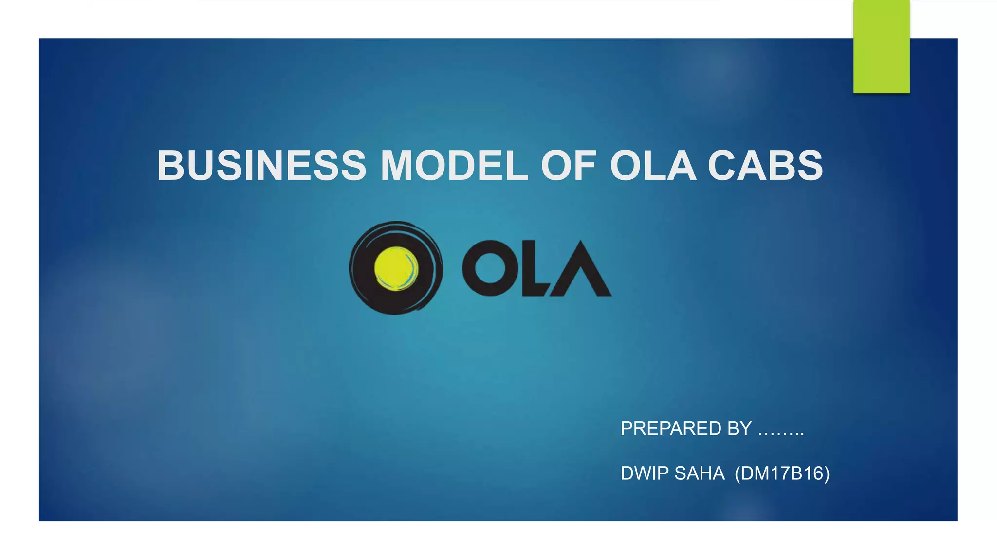 Business model of ola cabs | PPTX