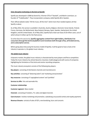 Business model of Spotify | DOCX