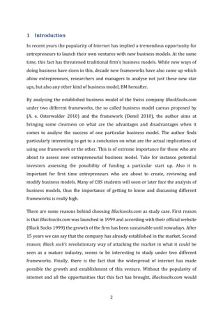 Business models and frameworks the case of black socks | PDF