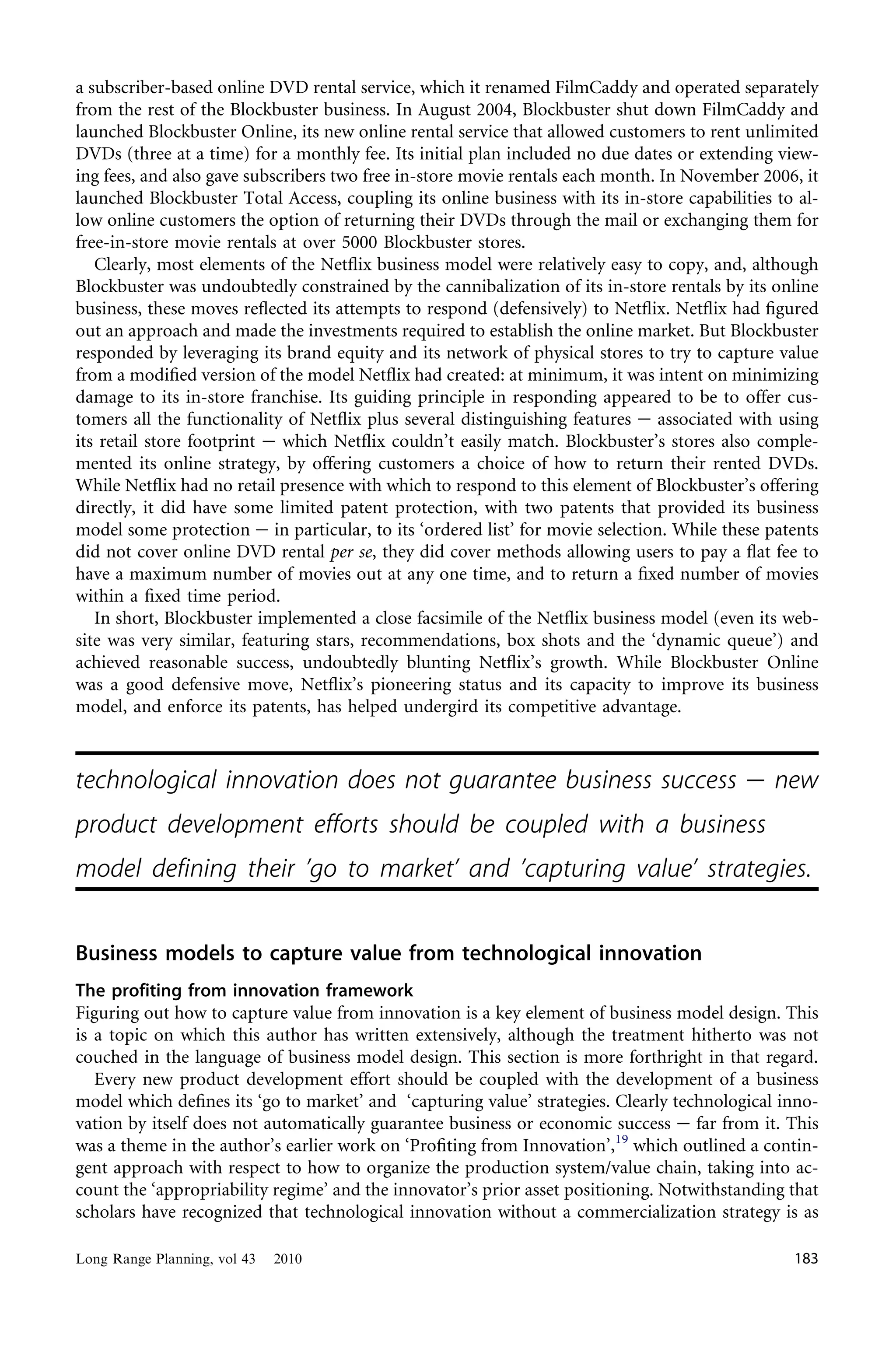 Business models, business strategy and innovation | PDF