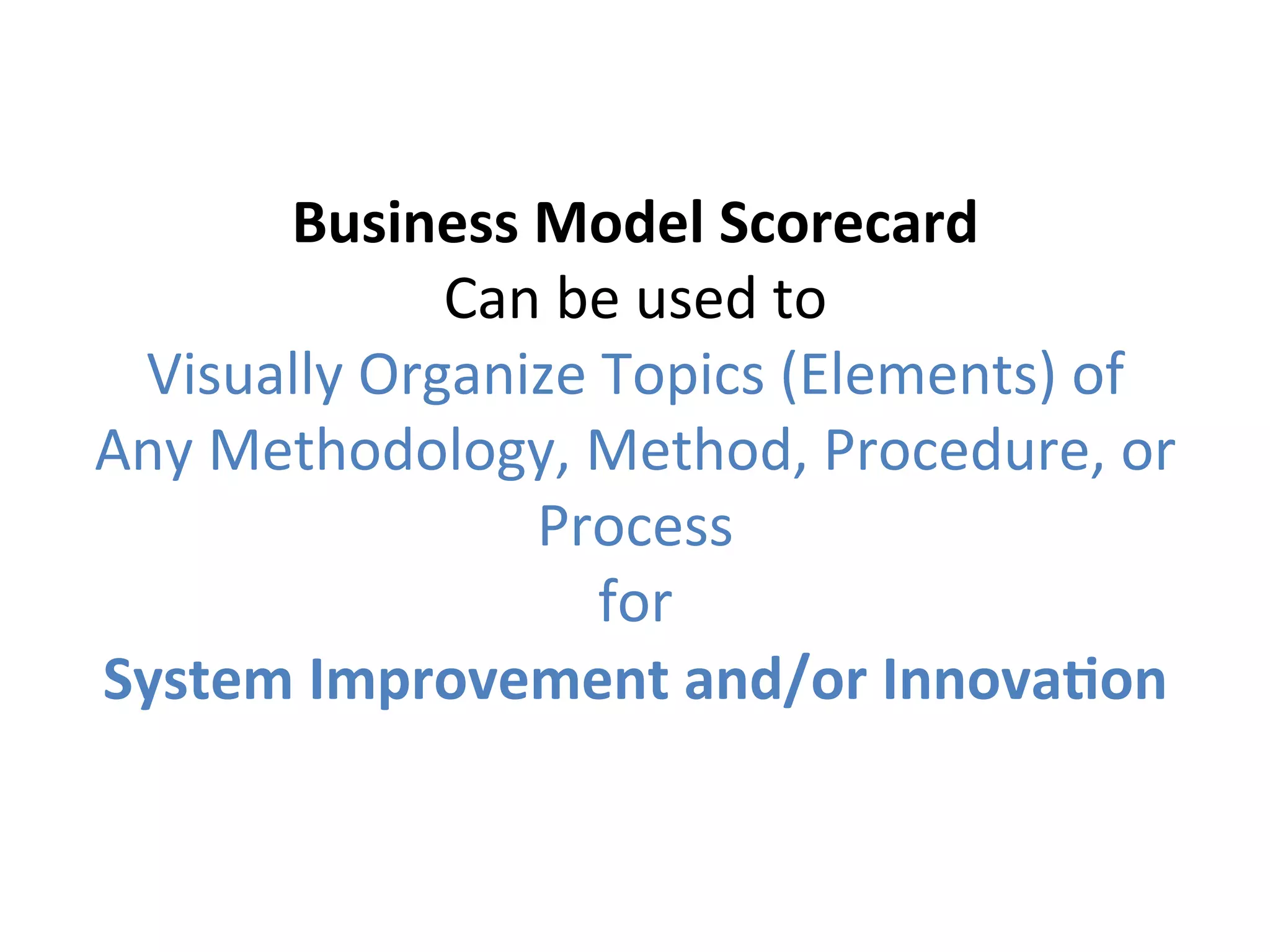 BUSINESS MODEL SCORECARD: Revolutionizing Business Planning, Strategy ...