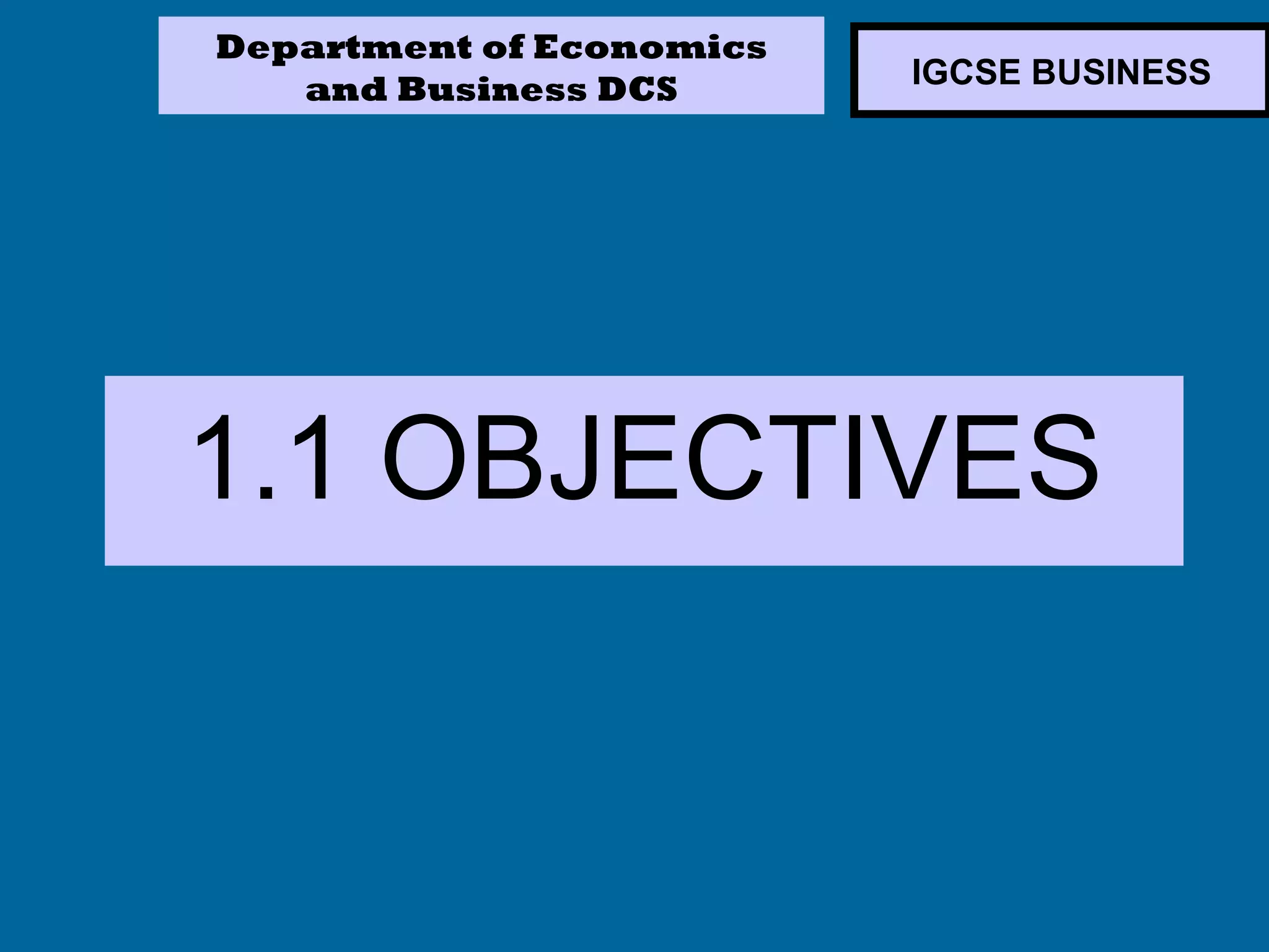 Business objectives igcse 2011 | PPT