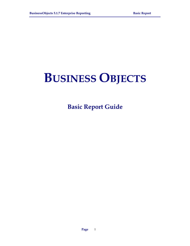 Business objects BO guide | DOC