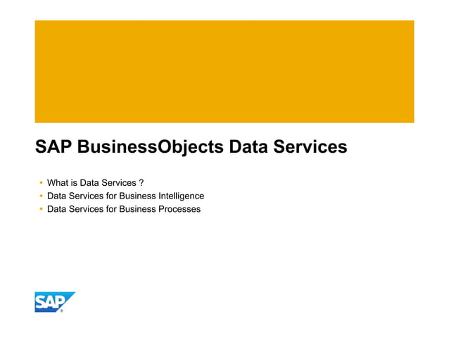 Business objects data services in an sap landscape | PPT