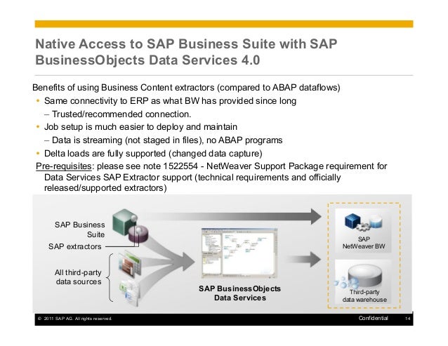Business objects data services in an sap landscape