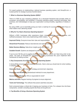 Business Operating Systems - Group50 consulting | PDF
