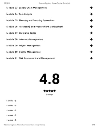 Business Operations Manager Training - Course Gate | PDF