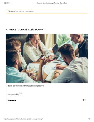 Business Operations Manager Training - Course Gate | PDF