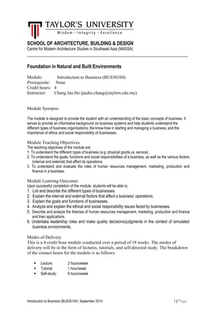 Business Module Outline | PDF