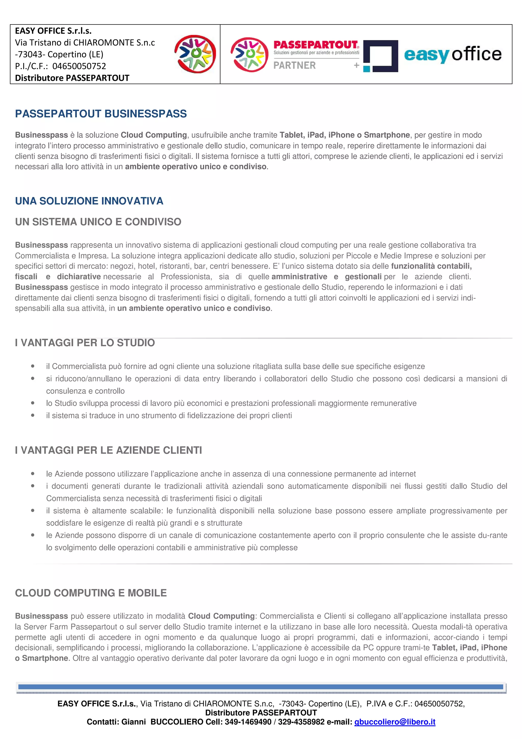 BUSINESSPASS CARATTERISTICHE | PDF