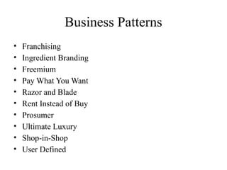 55 Business Model Patterns with examples | PPTX