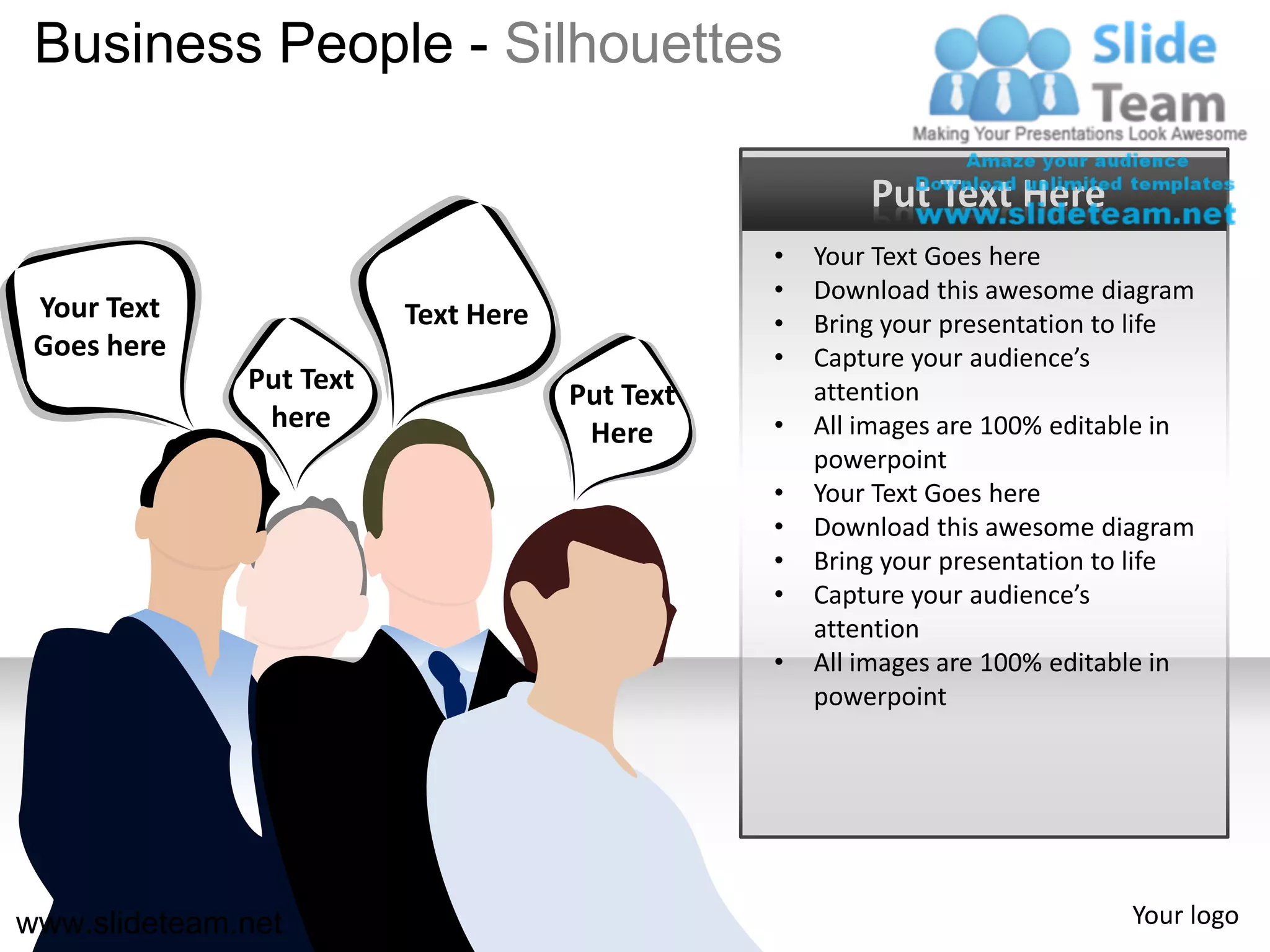 Business people silhouettes powerpoint ppt templates. | PPT