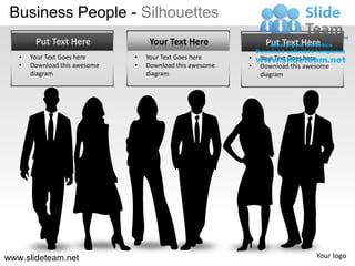 Business people silhouettes powerpoint ppt templates. | PPT