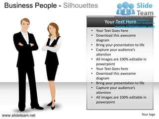 Business people silhouettes powerpoint ppt templates. | PPT