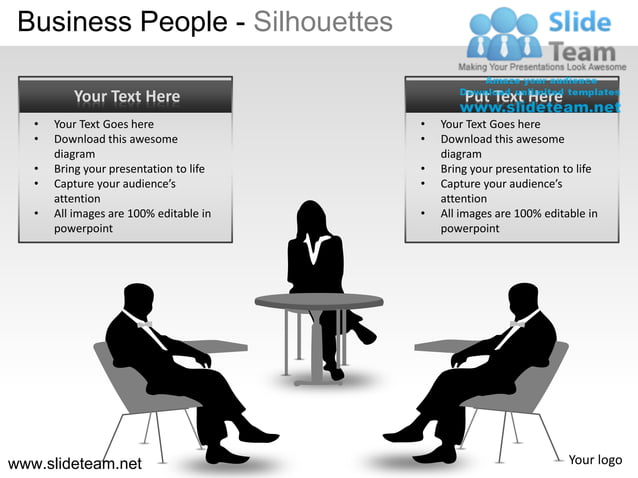 Business people silhouettes powerpoint ppt templates. | PPT