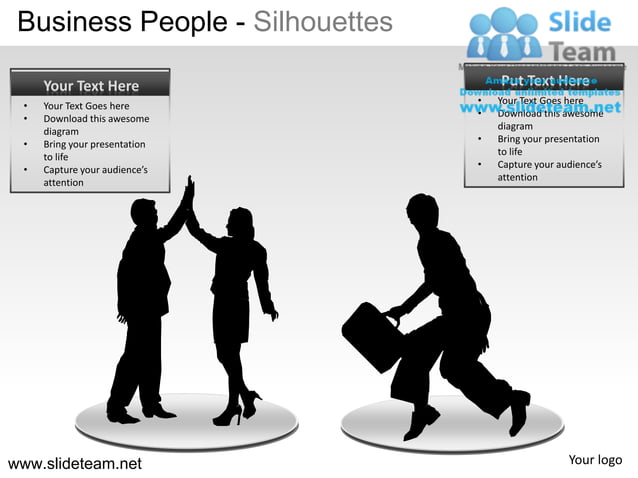 Business people silhouettes powerpoint ppt templates. | PPT