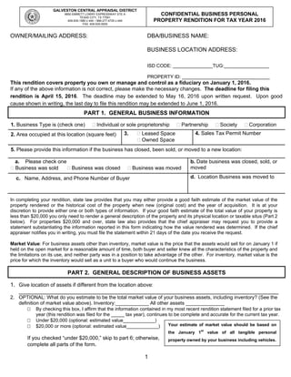 Business personal property rendition GCAD | PDF