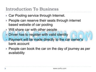 New Business plan-Carpooling website | PPTX