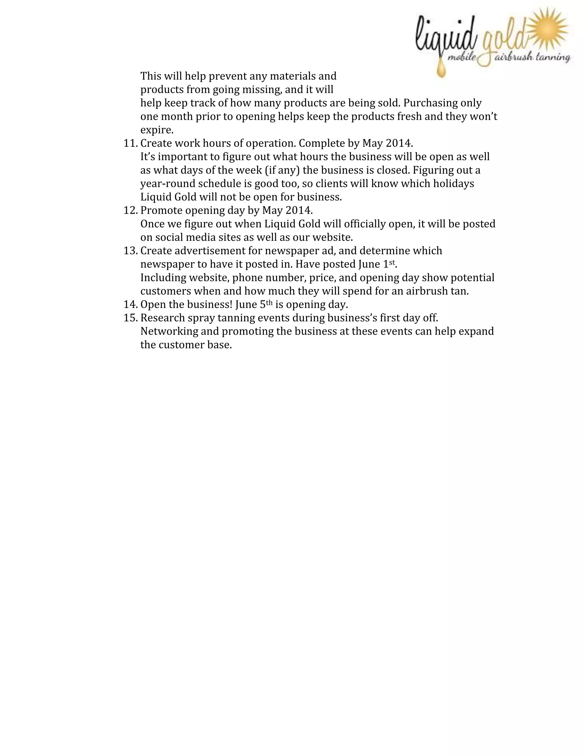 Liquid Gold Business Plan | DOCX