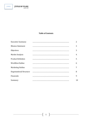 Business Plan Template | DOCX