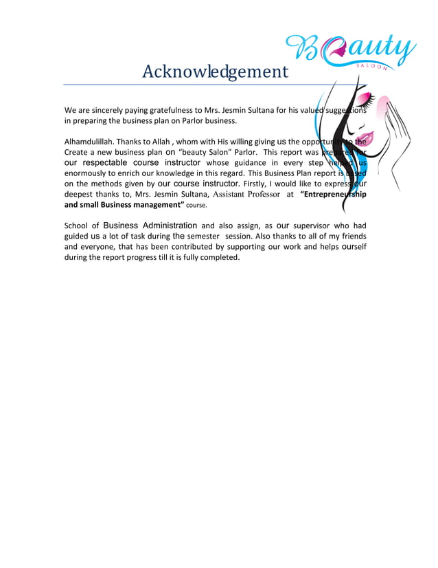 Business Plan - Beauty Salon Parlor - Kazi Reaz Rahman | PDF | Hair Care | Beauty