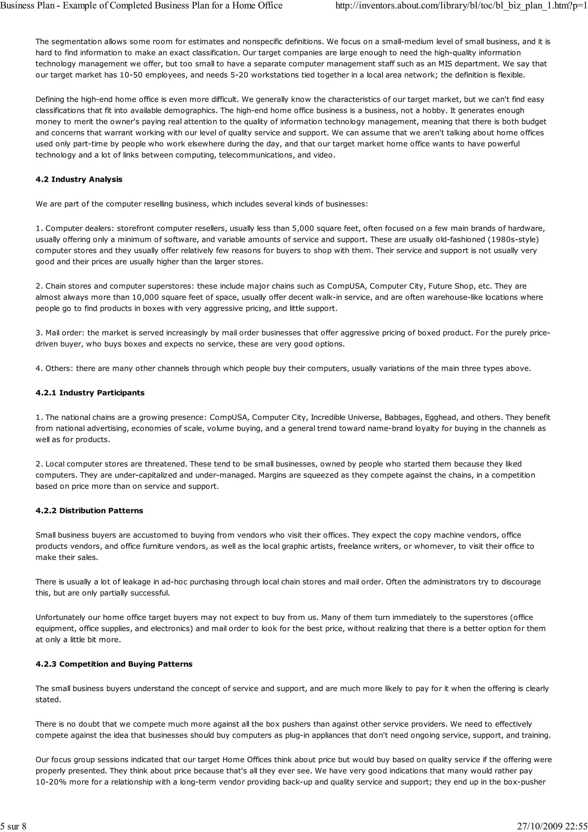 Business Plan Example Of Sample Business Plan | PDF