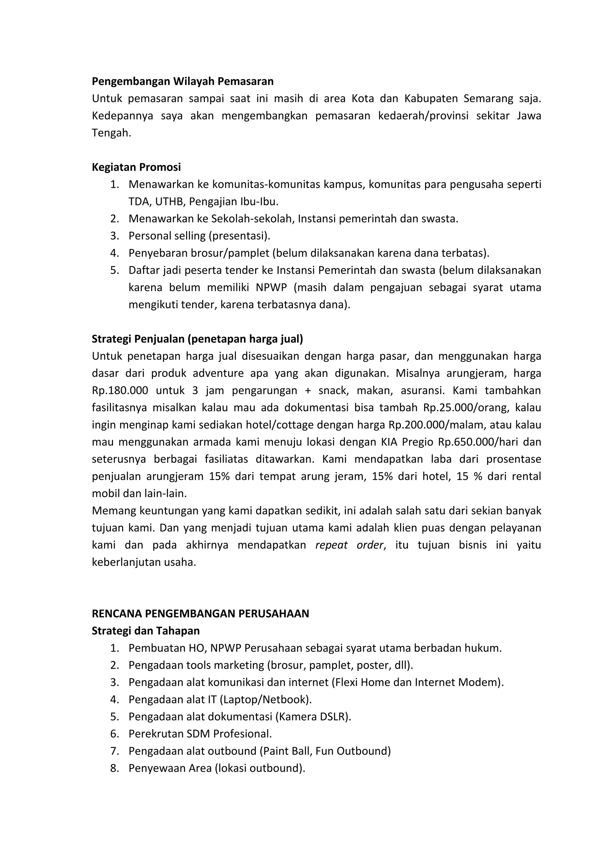 Business Plan (Outbound Management Group 2013) | PDF