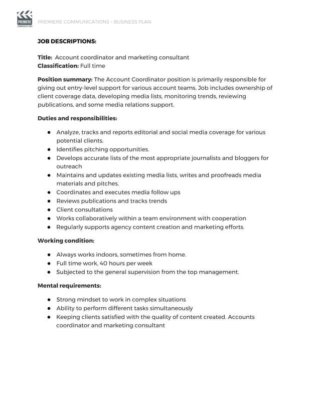 Business Plan - Premiere Communications | PDF