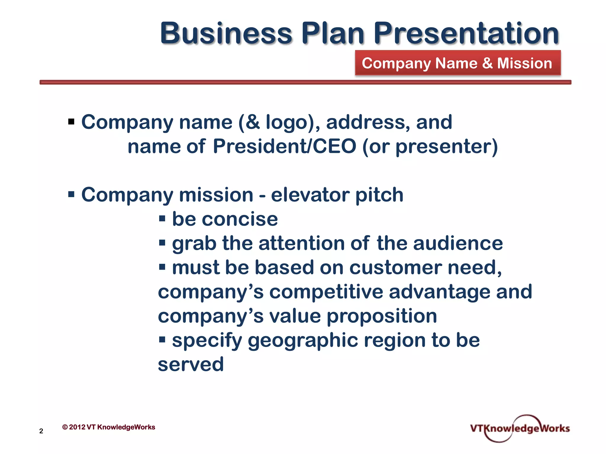 Business plan presentation-vtk | PPTX