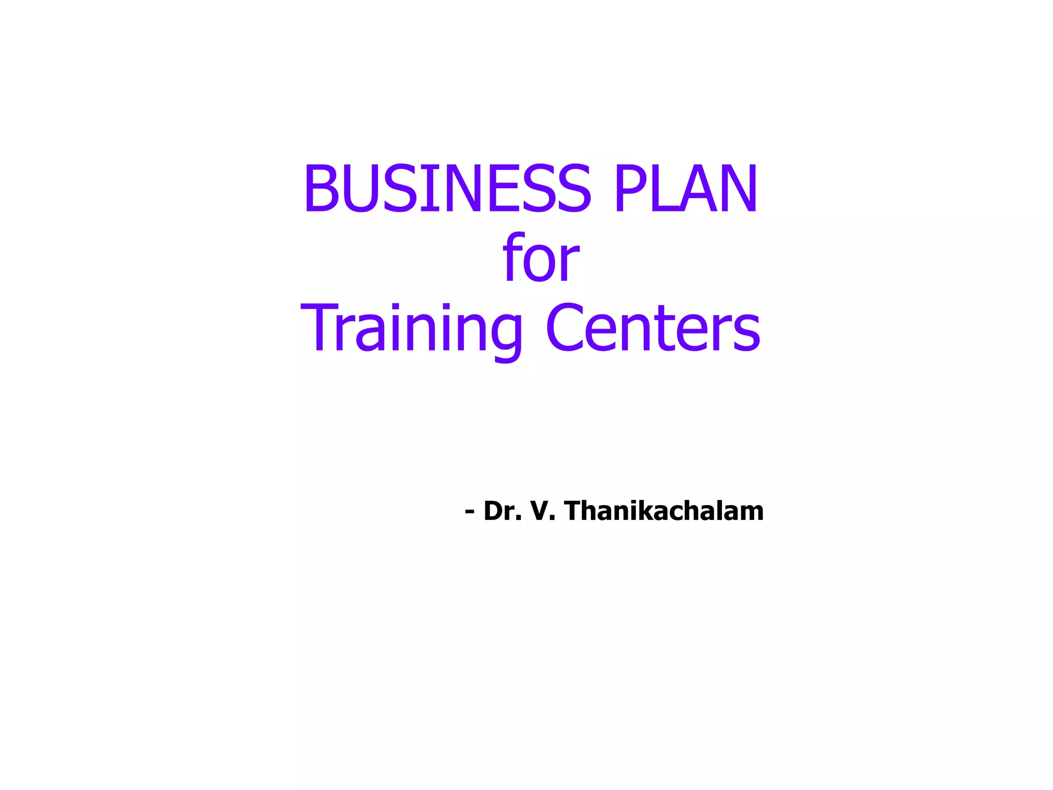 Business Plan for Training Centers | PPT