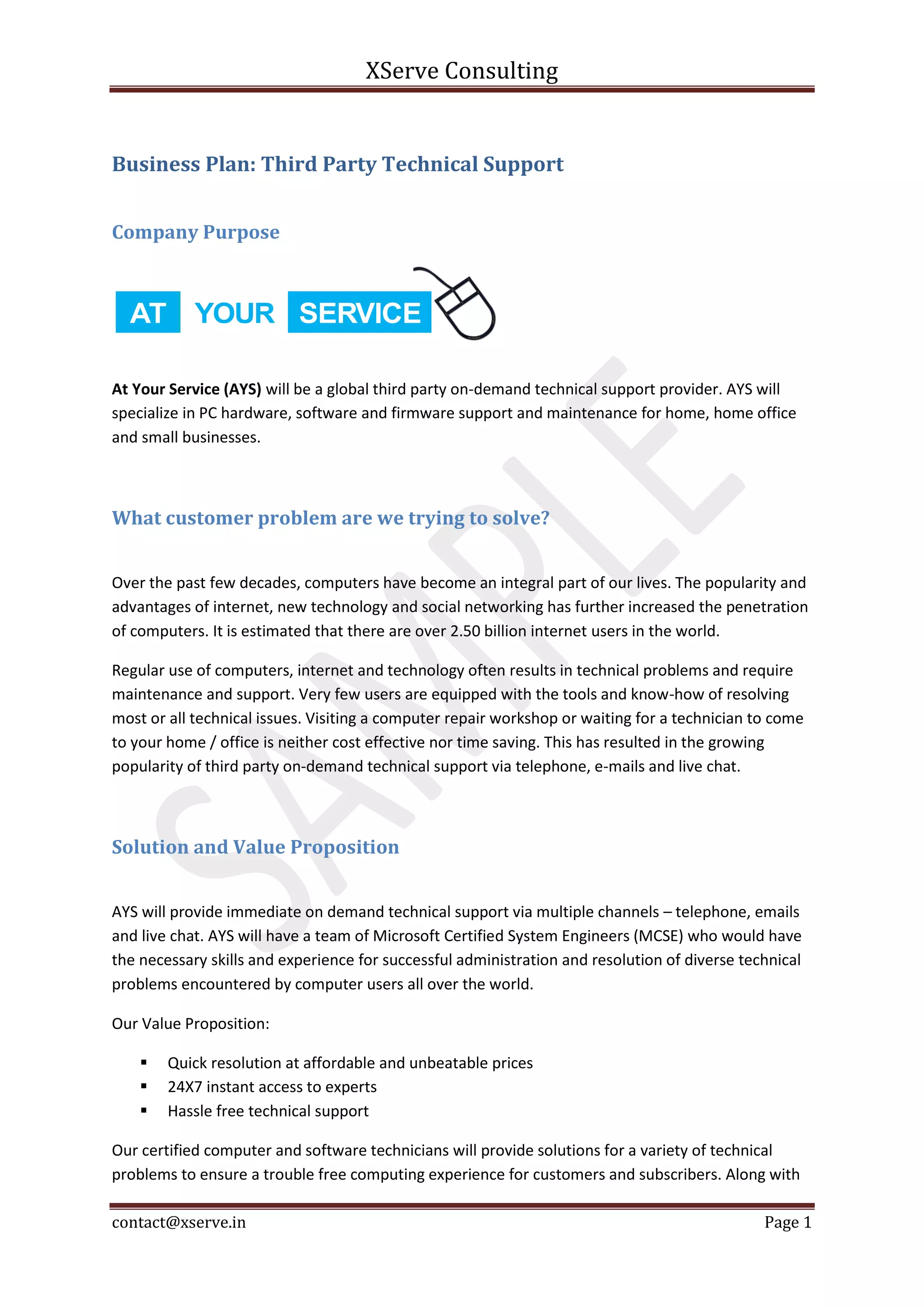 Business Plan Sample | PDF