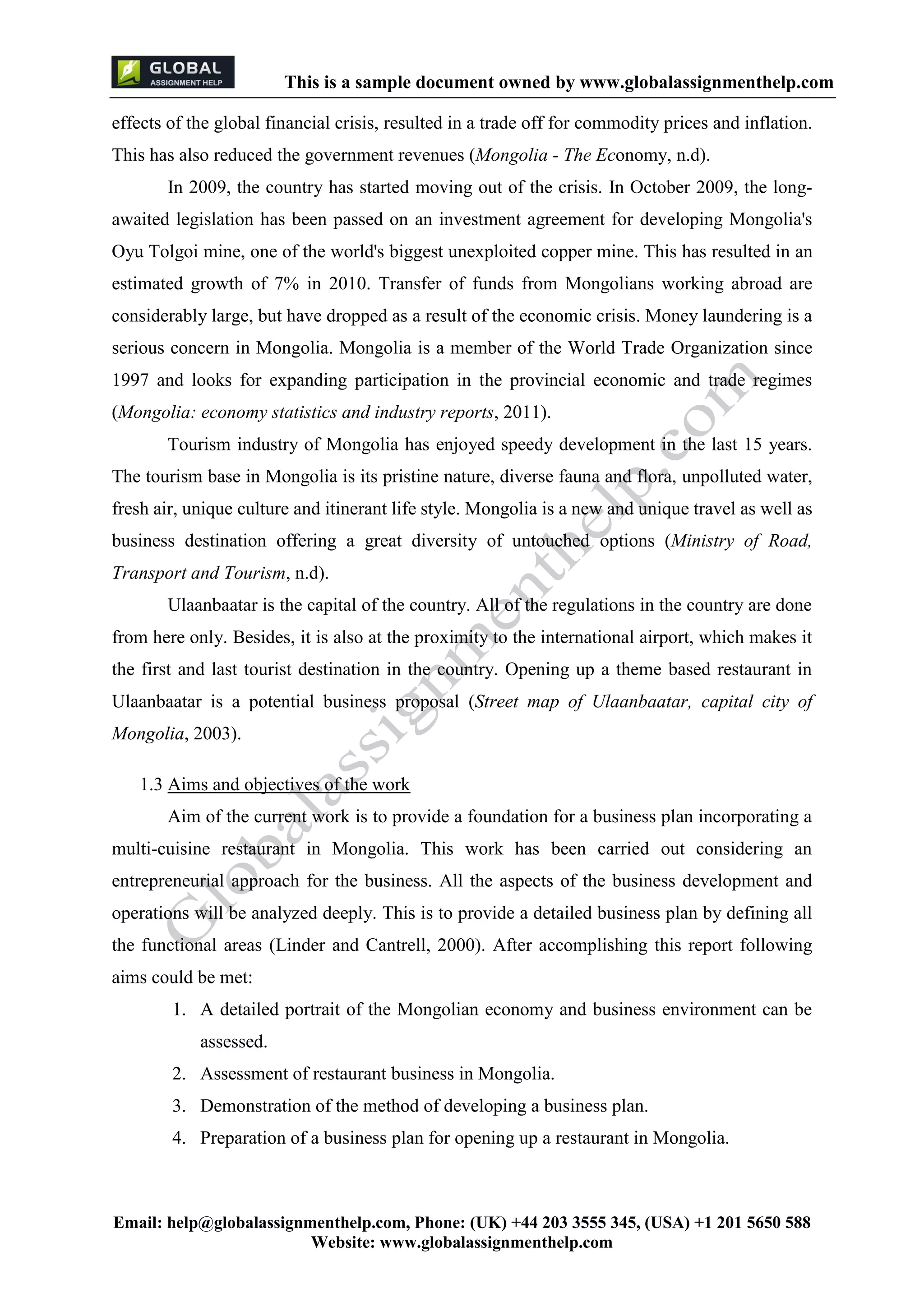 Business Plan Assignment Sample | PDF