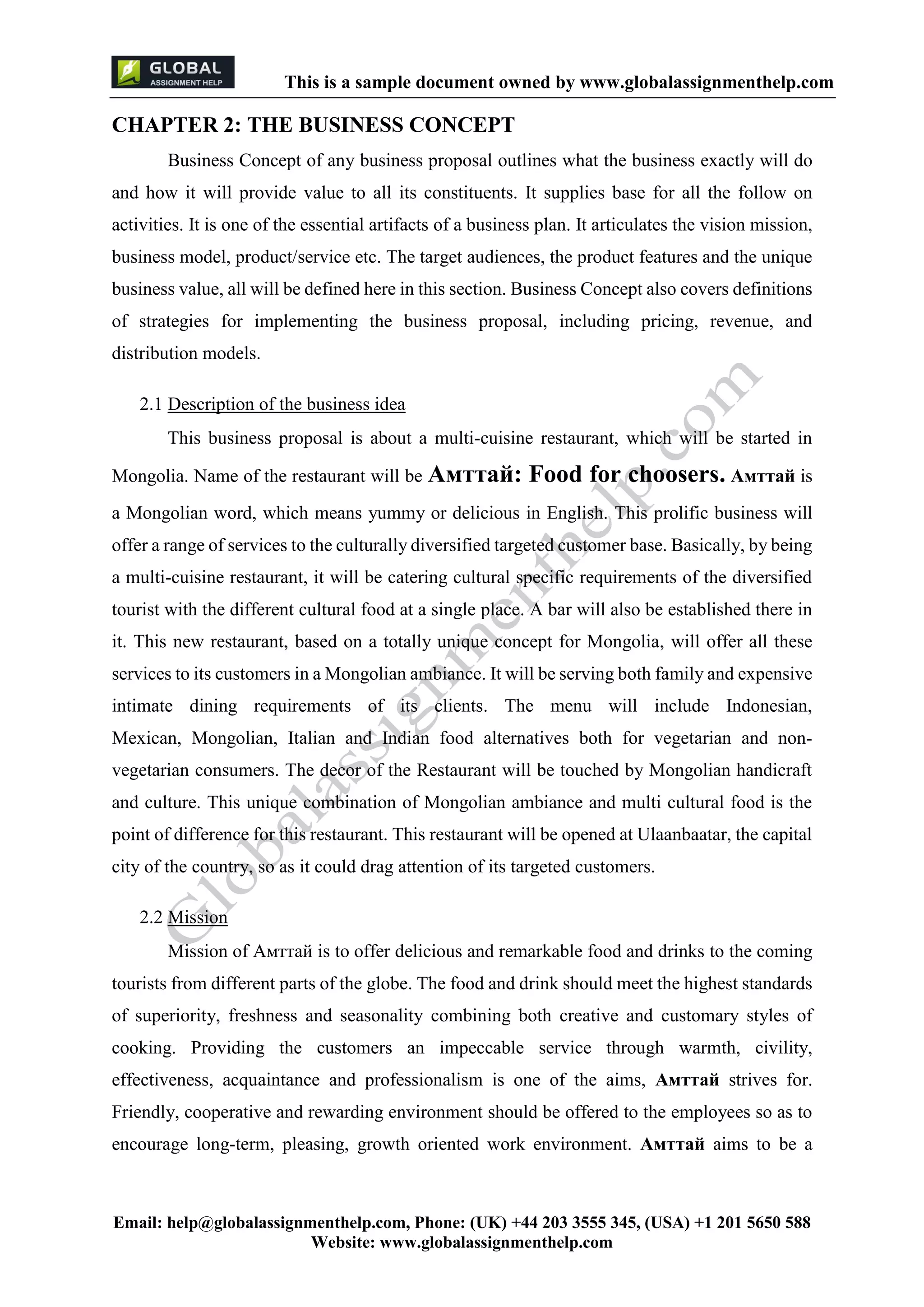 Business Plan Assignment Sample | PDF