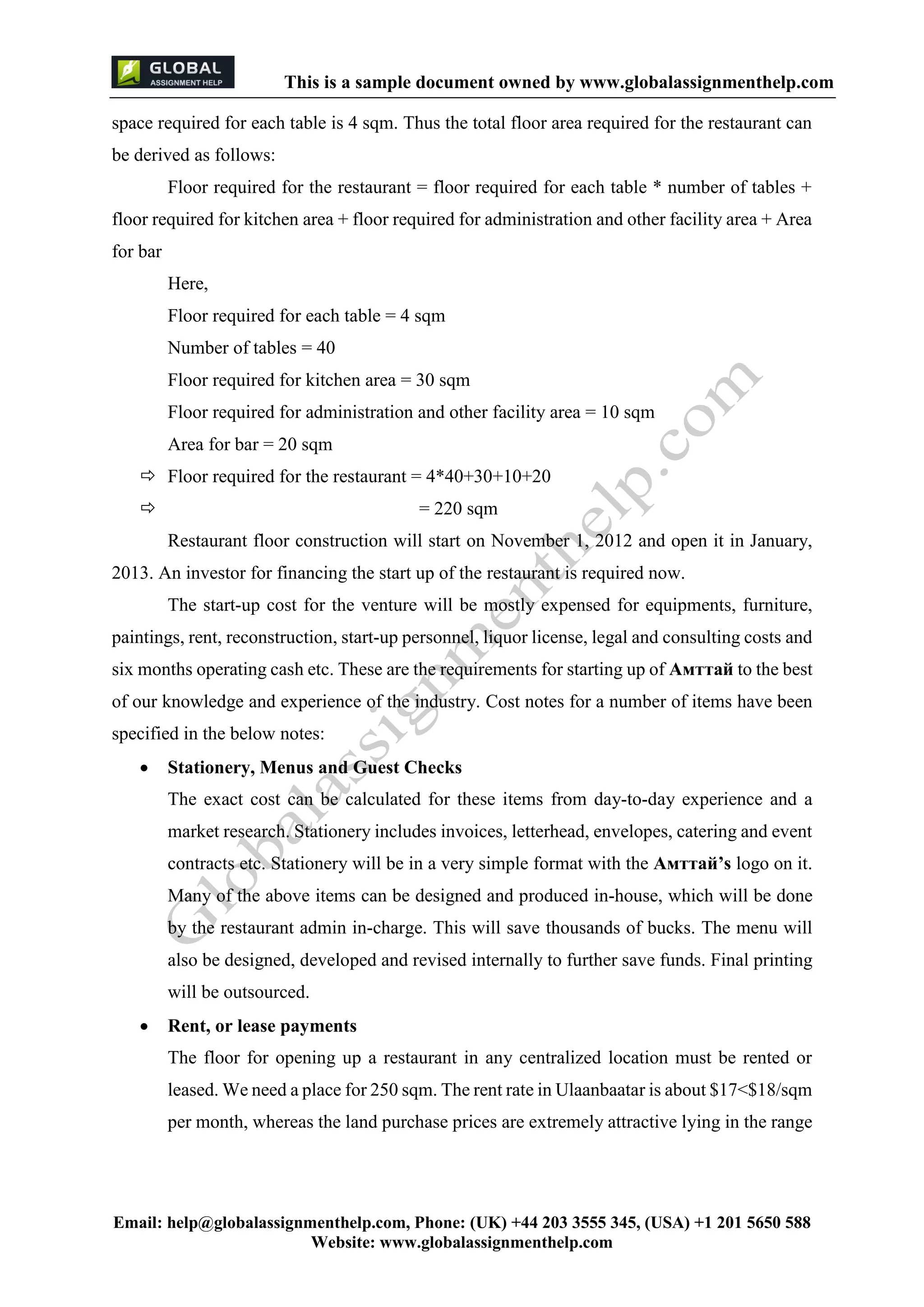 Business Plan Assignment Sample | PDF
